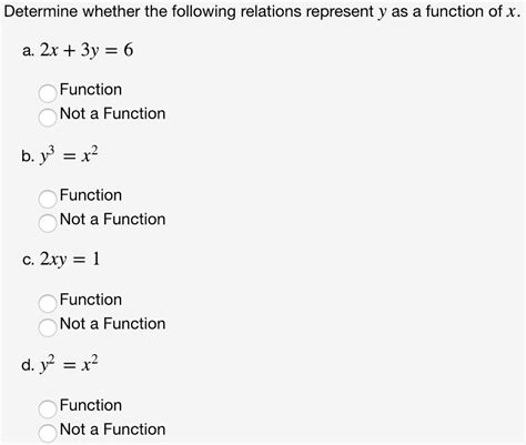 Solved Determine Whether The Following Relations Represent Y Chegg Com