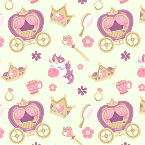 Free Vector Hand Drawn Princess Pattern Design