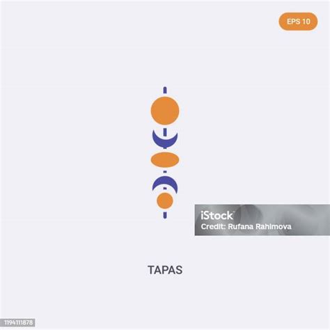2 컬러 타파스 개념 벡터 아이콘입니다 파란색과 주황색으로 디자인 된 격리 된 두 가지 색상 타파스 벡터 기호 기호는 웹 모바일 및 로고에 사용할 수 있습니다 Eps 10