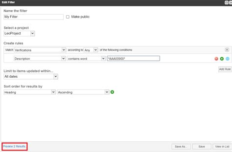 How To Create A Filter That Reflects Items With Special Characters Jama Software Support