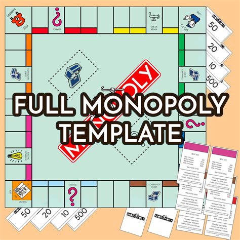 Custom Monopoly Template Digital Download Blank Monopoly Game Etsy