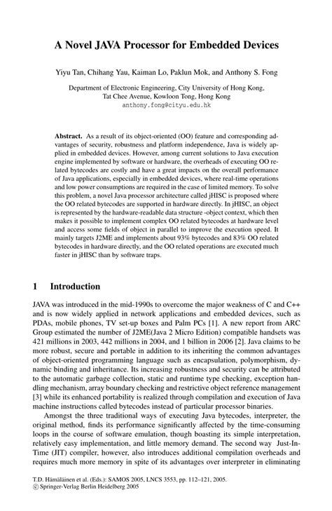 pdf a novel java processor for embedded devices