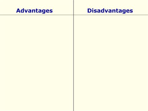 Advantages And Disadvantages Chart Template
