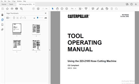 Caterpillar 223 2105 Hose Cutting Machine Tool Operating Manual Pdf