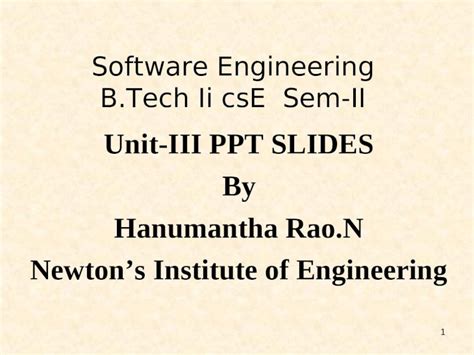 Ppt Software Engineering Btech Ii Cse Sem Ii Unit Iii Ppt Slides By