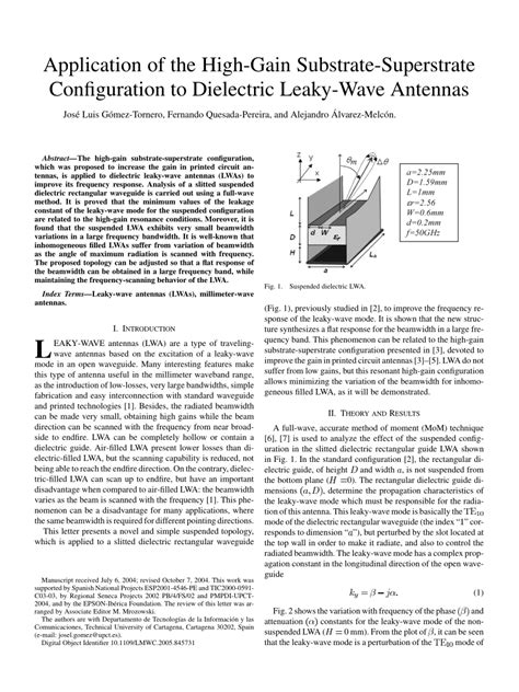 Pdf Application Of The High Gain Substrate Superstrate Configuration To Dielectric Leaky Wave