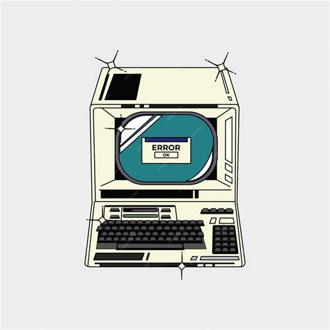 Premium Vector An Old Computer With An Error Message On The Screen