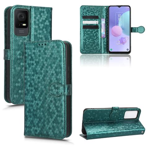 For TCL TCL T D Honeycomb Dot Texture Leather Phone Case Green Alexnld Com
