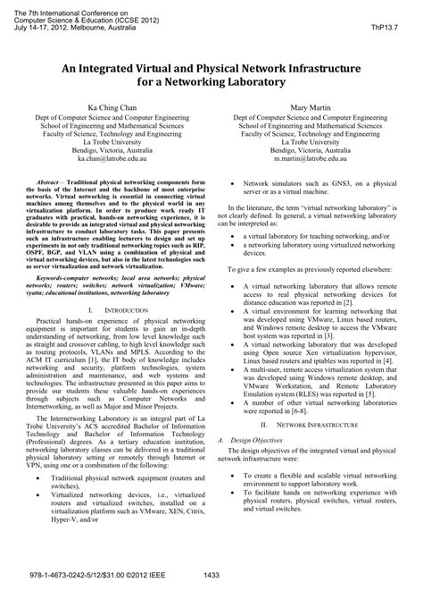 Pdf An Integrated Virtual And Physical Network Infrastructure For A