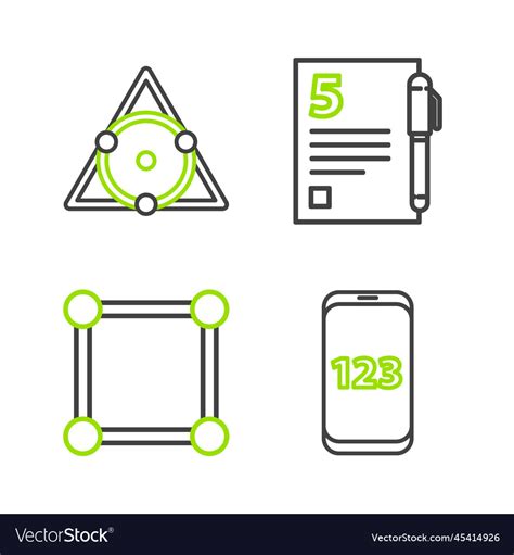 Set Line Mobile Calculator Interface Geometric Vector Image