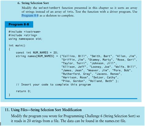Solved 6 String Selection Sort Modify The Selectionsort