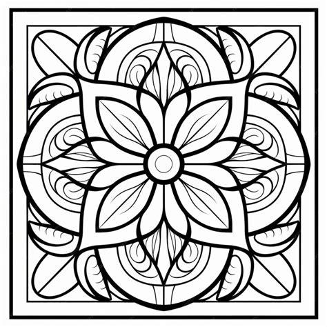 Premium Photo Rectangle Mandala Coloring Page This Self Contained Premium Photo Rectangle Mandala Coloring Page This Self Contained