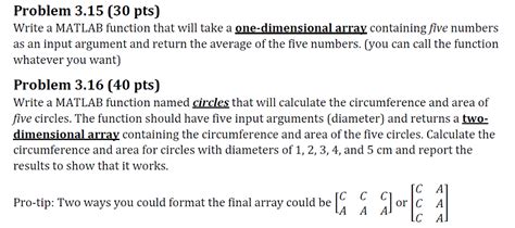 Solved Problem Pts Write A MATLAB Function That Chegg