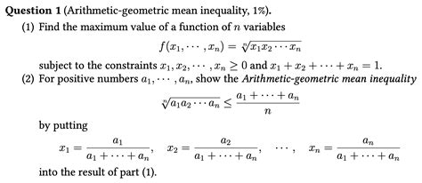 Solved Question 1 Arithmetic Geometric Mean Inequality