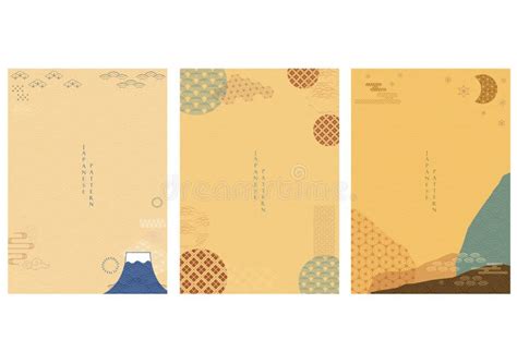 Japanese Background With Geometric Pattern Vector Asian Icons With Abstract Elements Stock