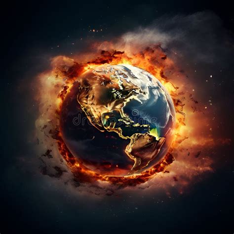 Globe Burning Earth Burning Global Warming Problem Concept Social