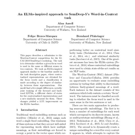 An Elmo Inspired Approach To Semdeep 5s Word In Context Task Acl Anthology