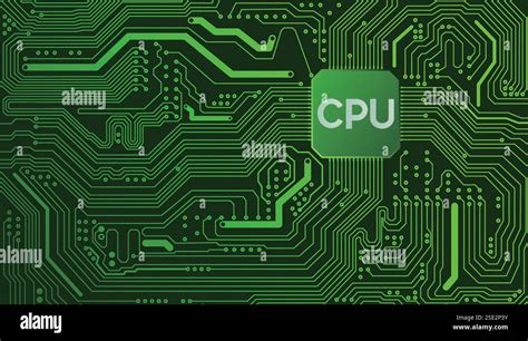 Cpu On Green Circuit Board Stock Vector Image And Art Alamy