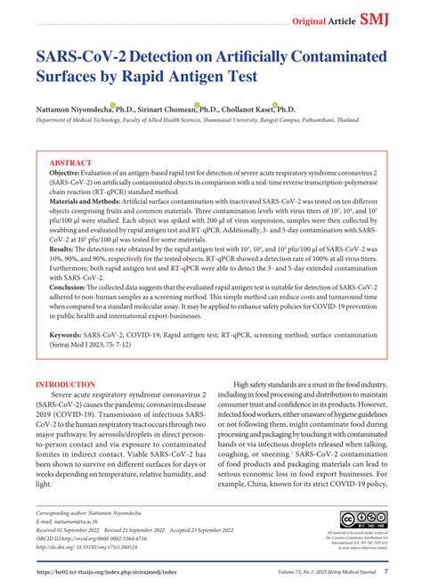 Pdf Sars Cov 2 Detection On Artificially Contaminated Surfaces By