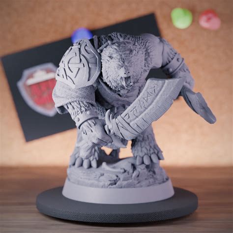 Werebear Warrior Miniature Bear Fighter Monster Dungeons And Dragons