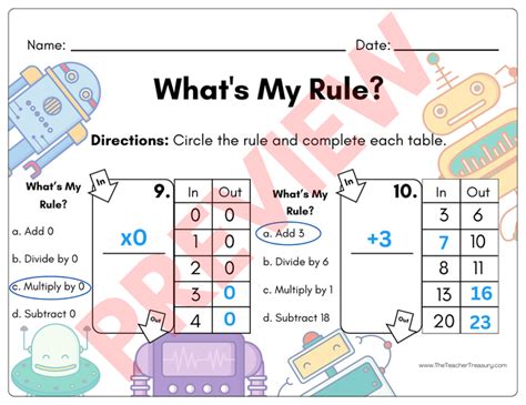 Function Machines Whats My Rule Input And Output Tables Robot Theme