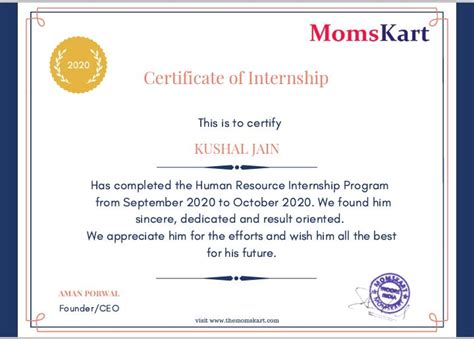 Kushal Jain On Linkedin Internship Successfullycompleted Experience Career Mba Training