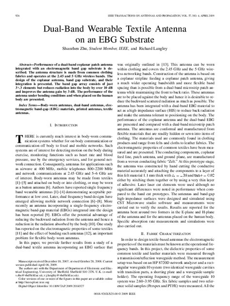 Pdf Dual Band Wearable Textile Antenna On An Ebg Substrate