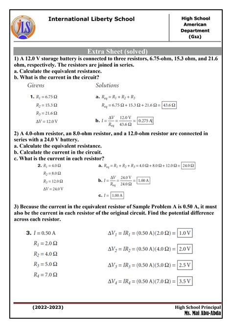 SOLUTION Extra Solved Problems Electricity G 12 Studypool