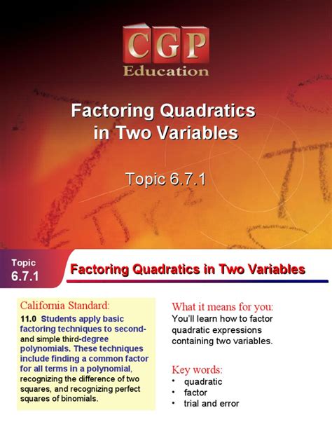 6factoring Quadratics In Two Variables Pdf Factorization Area
