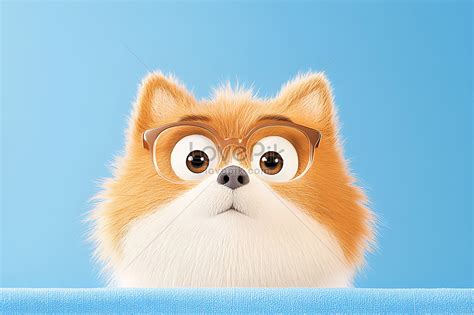 안경을 쓰고 있는 만화 개 일러스트 무료 다운로드 Lovepik