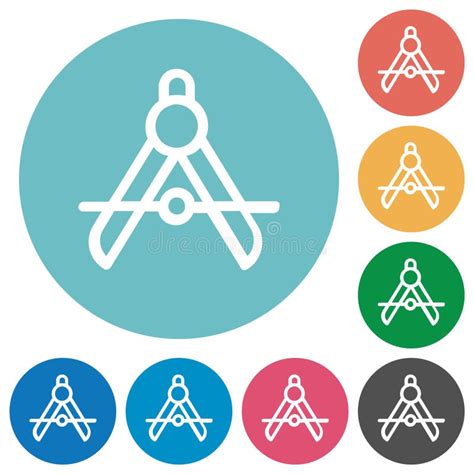 Protractor Outline Flat Color Icons In Round Outlines Stock Vector Illustration Of Precision