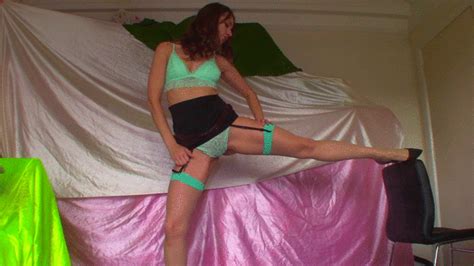 Cute College Gal Going Naughty Green Lingerie Ballbust