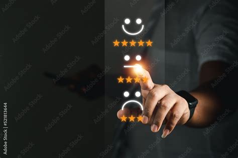 Customer Experience Concept Businessman Rating Smile Technology Emoticon Customer Satisfaction