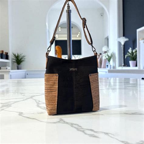 Black And Tan Cork Compass Bag Etsy