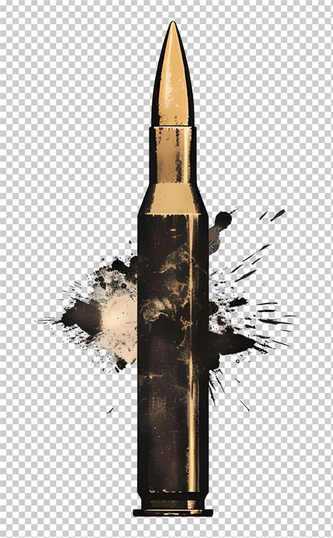 Bullet Illustration Of Bullet Shell With Splatter Effect Png Clipart
