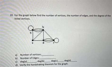 Solved For The Graph Below Find The Number Of Vertices Chegg