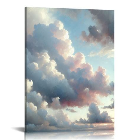 Eastsmooth Framed Canvas Wall Art Clouds With A Sunset Classical