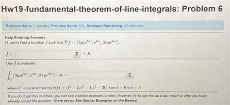 solved hw19 fundamental theorem of line integrals problem 6