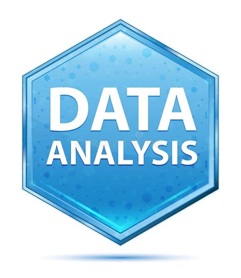 Data Analysis Crystal Blue Hexagon Button Stock Illustration