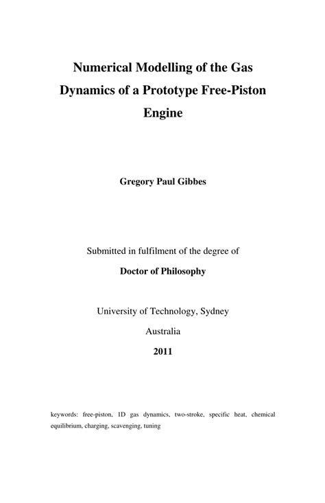 Pdf Numerical Modelling Of The Gas Dynamics Of A Prototype Free Piston Engine