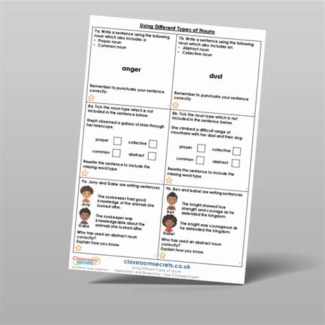Year 3 Using Different Types Of Nouns Application And Reasoning Resource Classroom Secrets