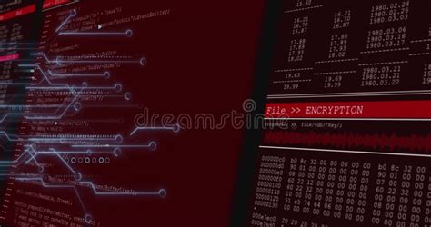 Animation Of Digital Encryption With Binary Code And Data Flow On Red Background Stock Footage