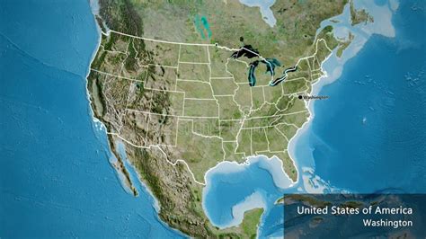 Shape Of United States Of America With Regional Borders Satelli Stock