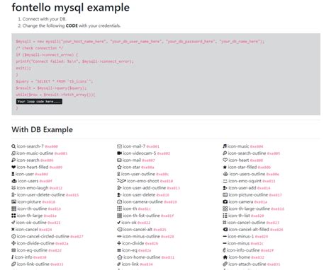 How To Integrate Fontello With Mysql All Icons
