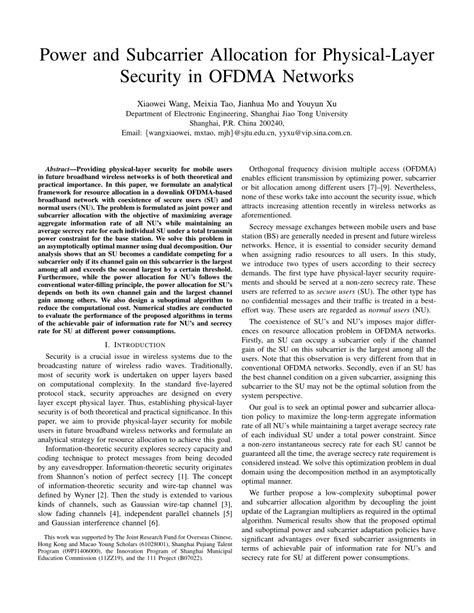 pdf power and subcarrier allocation for physical layer security in