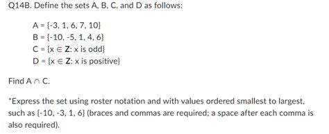 Solved Q14B Define The Sets A B C And D As Follows Chegg Com