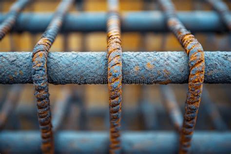 Close Up Of Rusty Rebar Grid Highlighting The Texture And Interconnected Structure Used In