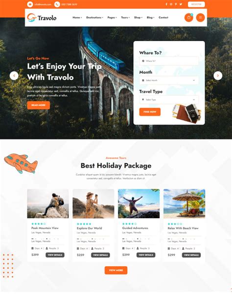 Travolo Travel Tour Booking Wordpress Theme On Behance Behance