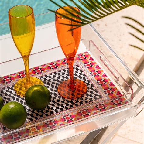Vesta Home Vassoio Moderno Piccolo In Plexiglass Con Decoro Ethnic Collezione Decor