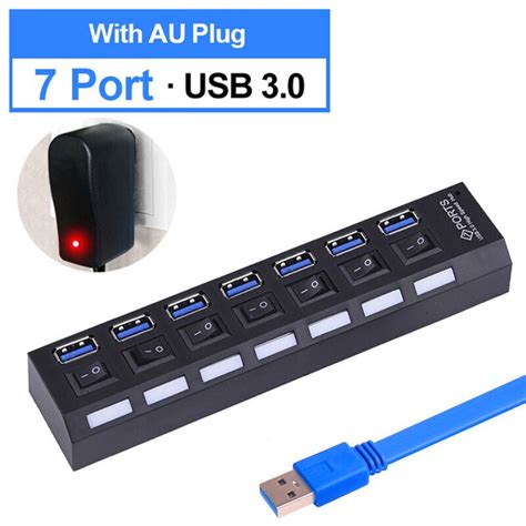 7 Port Usb 3 0 Hub With Individual Led Power Switc Grandado